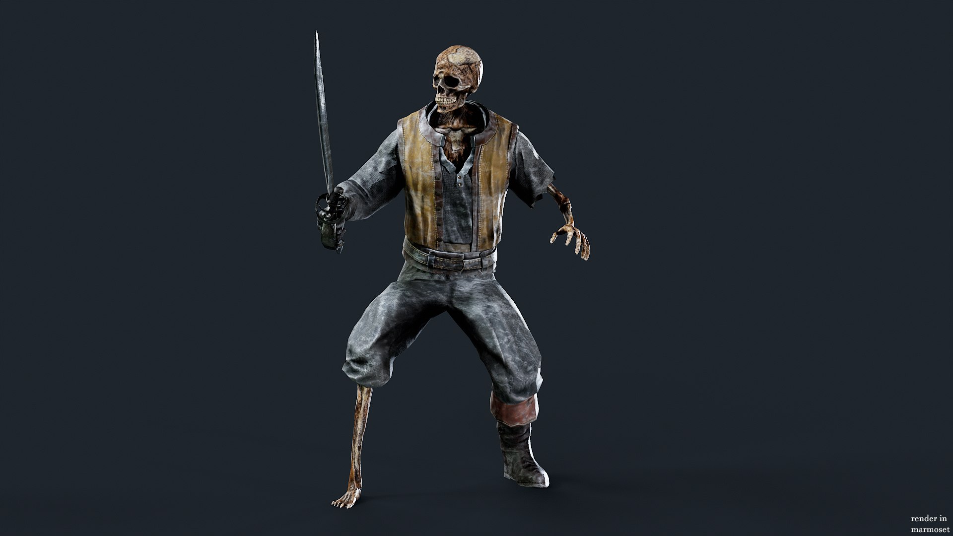 PIRATE SKELETON 6 A 3D Model - TurboSquid 2402005