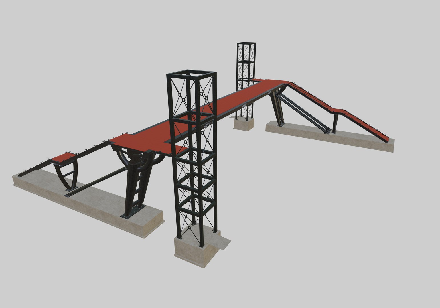Steel Pedestrian Bridge-Elevator-Oblique Cone Column Type-25 Model ...