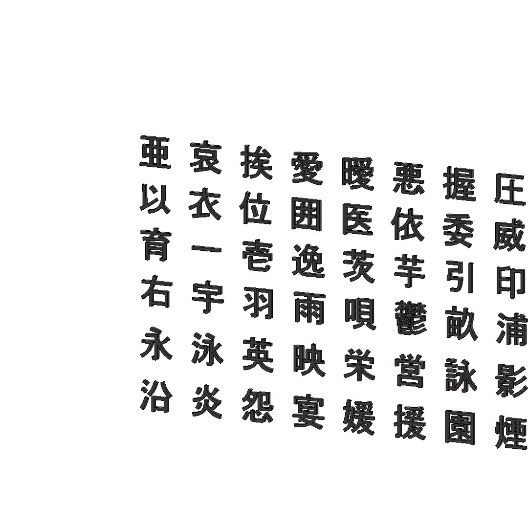 3D Chinese Ms Gothic Font Model - TurboSquid 1154350