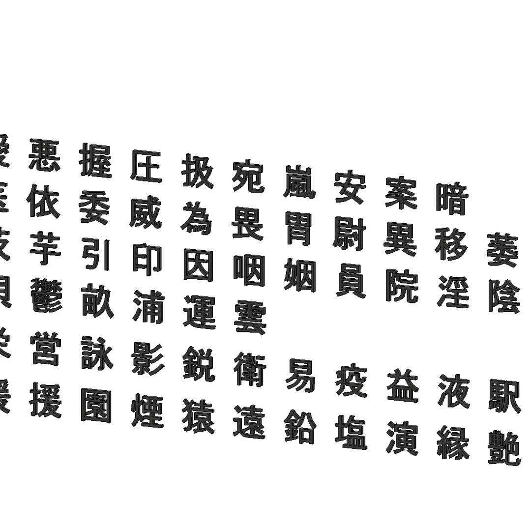 3D Chinese Ms Gothic Font Model - TurboSquid 1154350