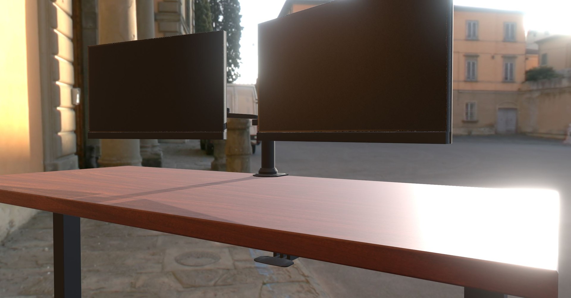 Desk And Monitors Model - TurboSquid 2037787