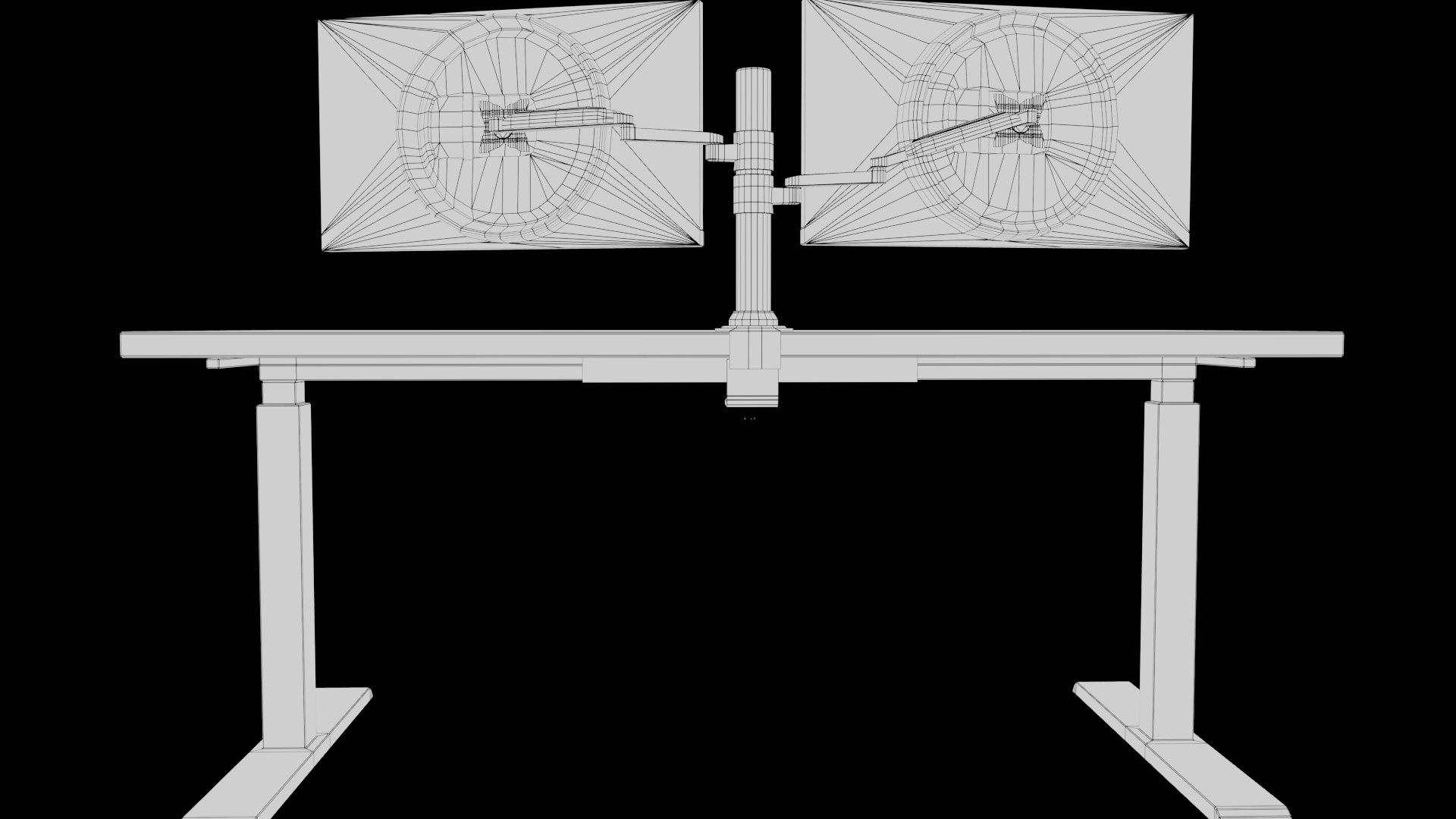 Desk And Monitors Model - TurboSquid 2037787