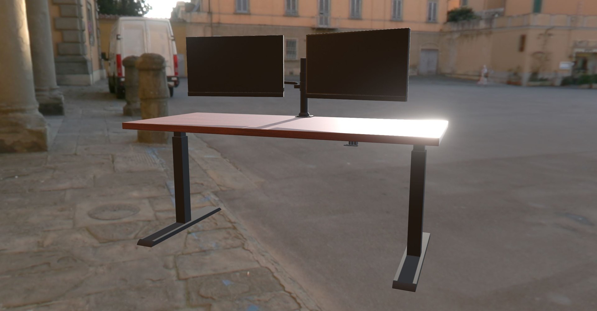 Desk And Monitors Model - TurboSquid 2037787