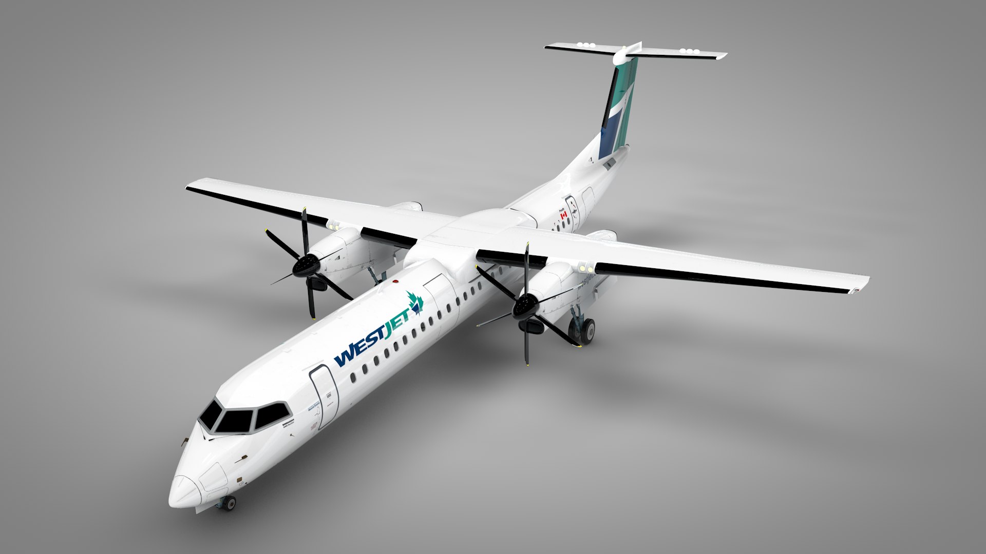 WestJet Bombardier DHC-8 Q400 Dash 8 L1531 3D Model WestJet Bombardier DHC-8 Q400 Dash 8 L1531 3D Model