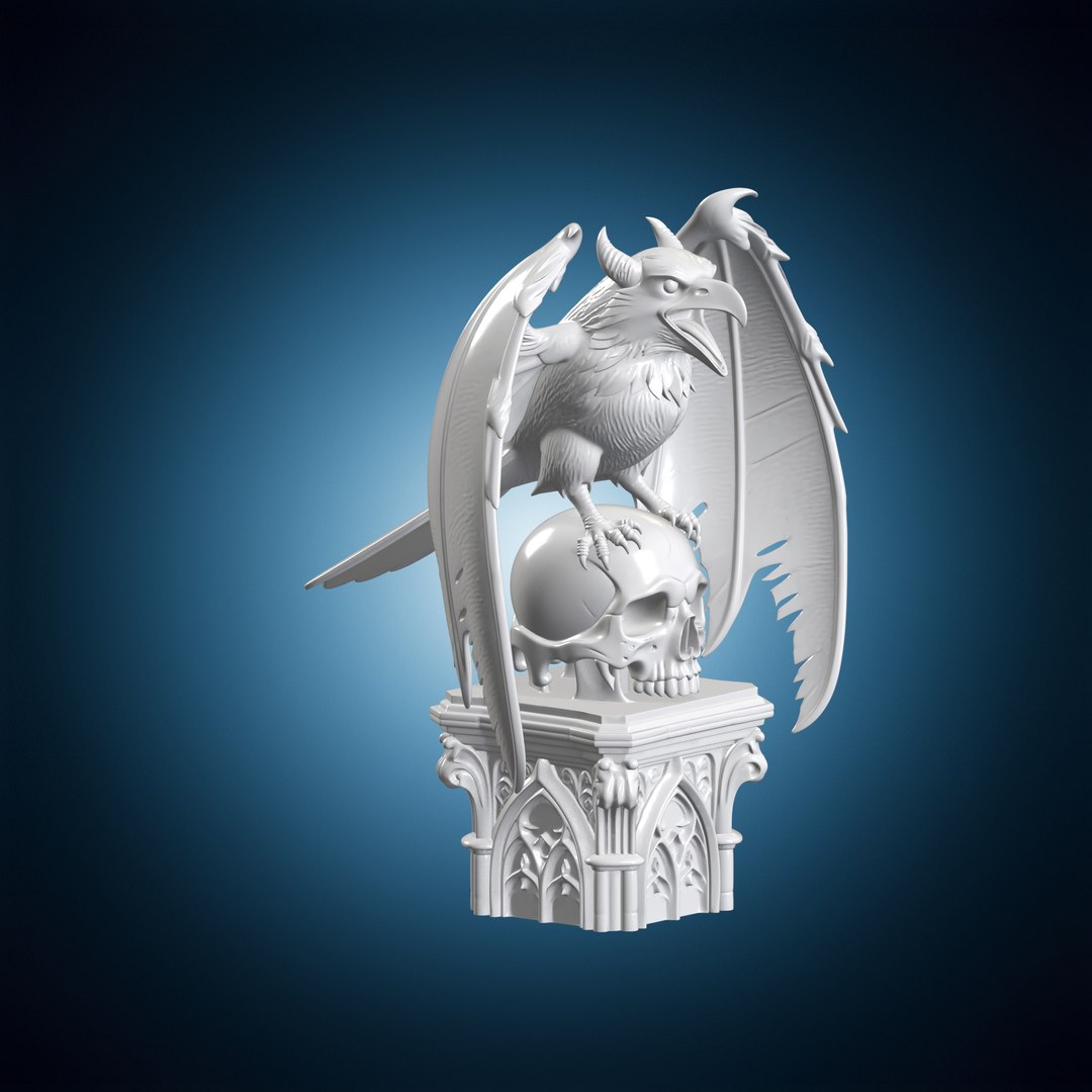 Gargoyle Raven On Skull 3D Print Model 3D Model - TurboSquid 2548812