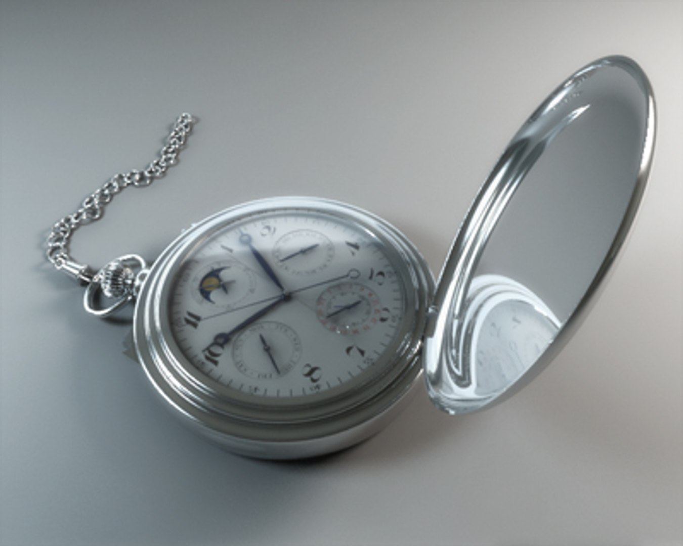 3d Chrome Pocket Watch