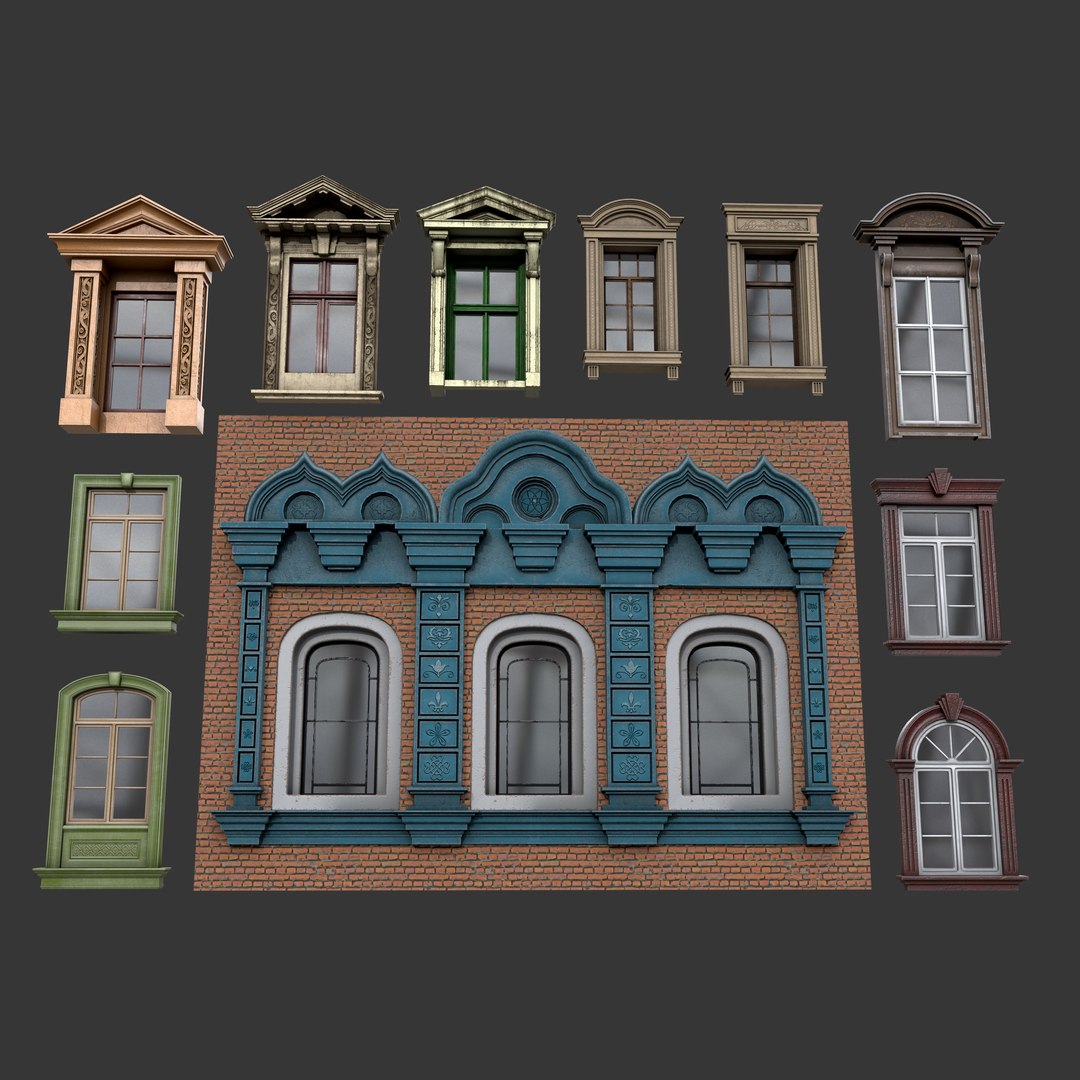 3D Model Classic Cartoon PBR Modular Windows Collection 1 - TurboSquid ...