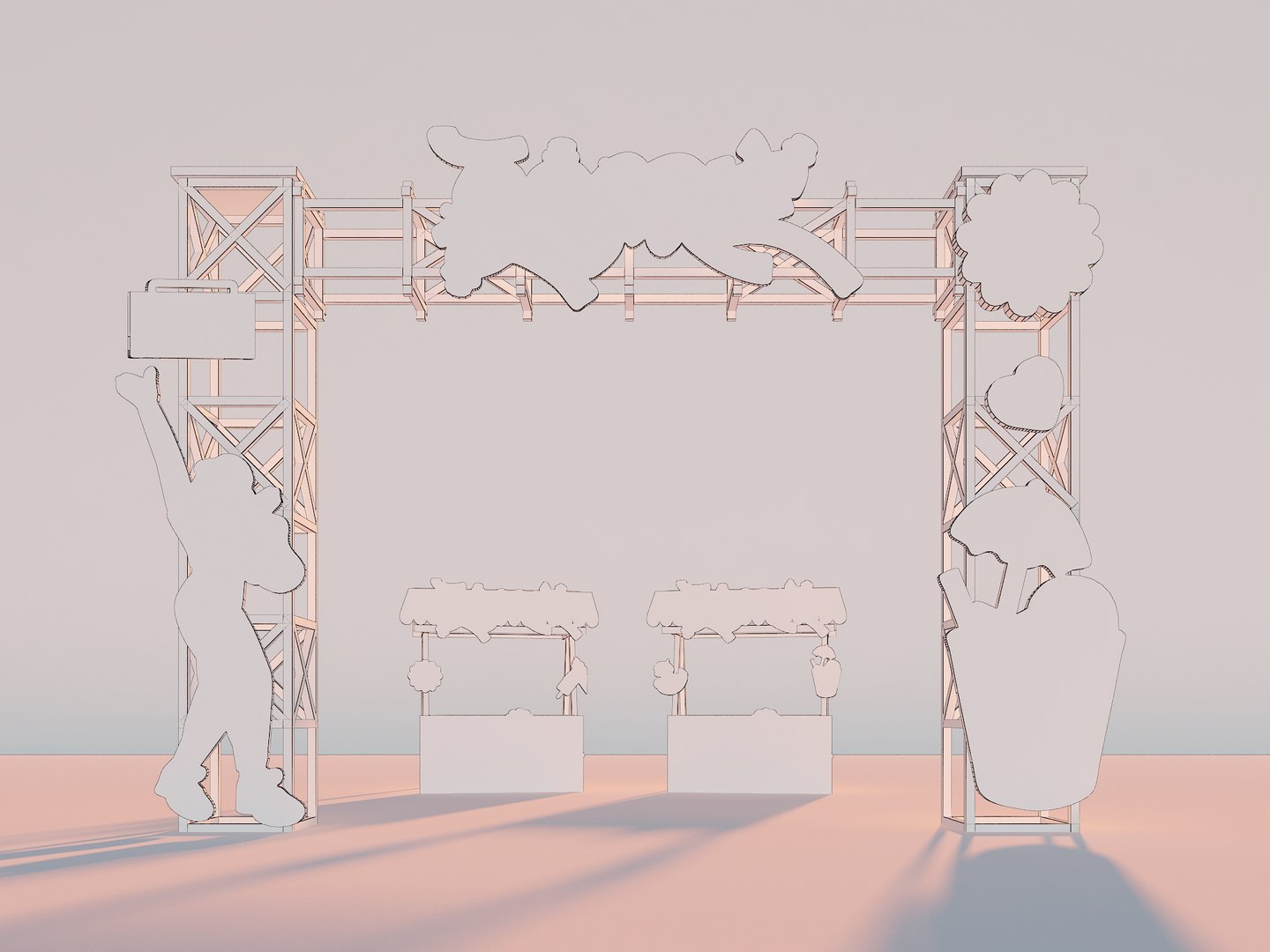 3D Summer Limited Market Stalls Beach Display Summer Beach Layout Check ...