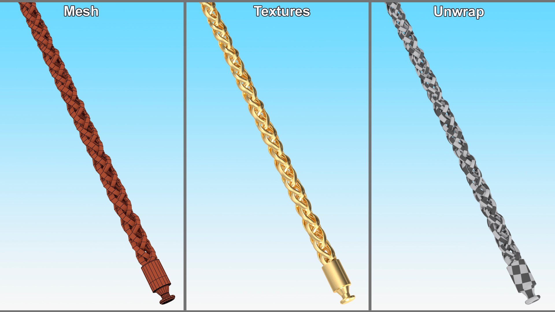 Golden Wheat Chain 3D Model - TurboSquid 2239731