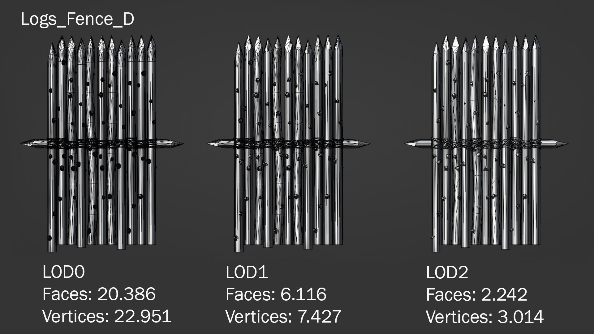3D Realistic Medieval Logs Fence Palisade Model - TurboSquid 2111516