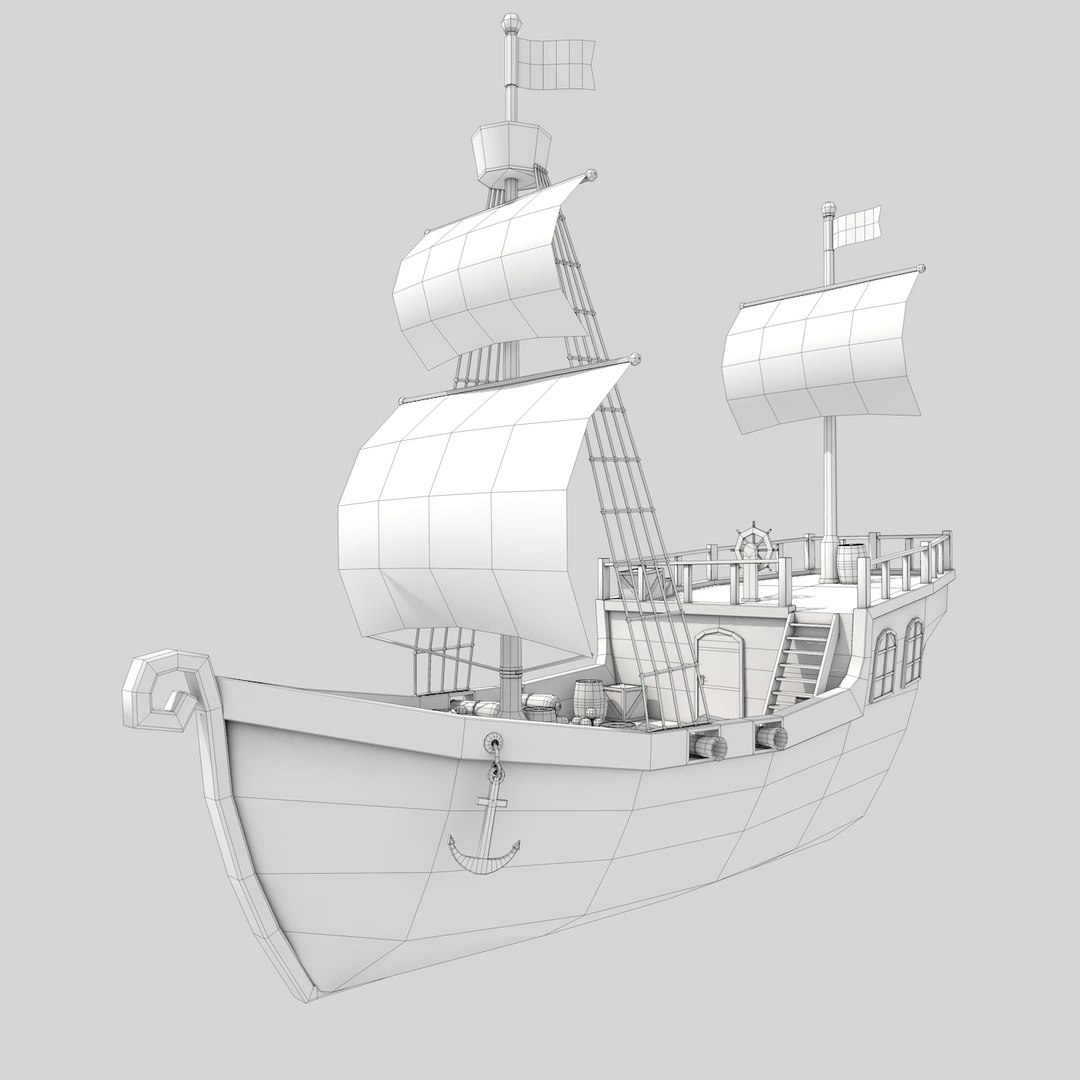 Cartoon Pirate Ship 3D Model | 1144917 | TurboSquid