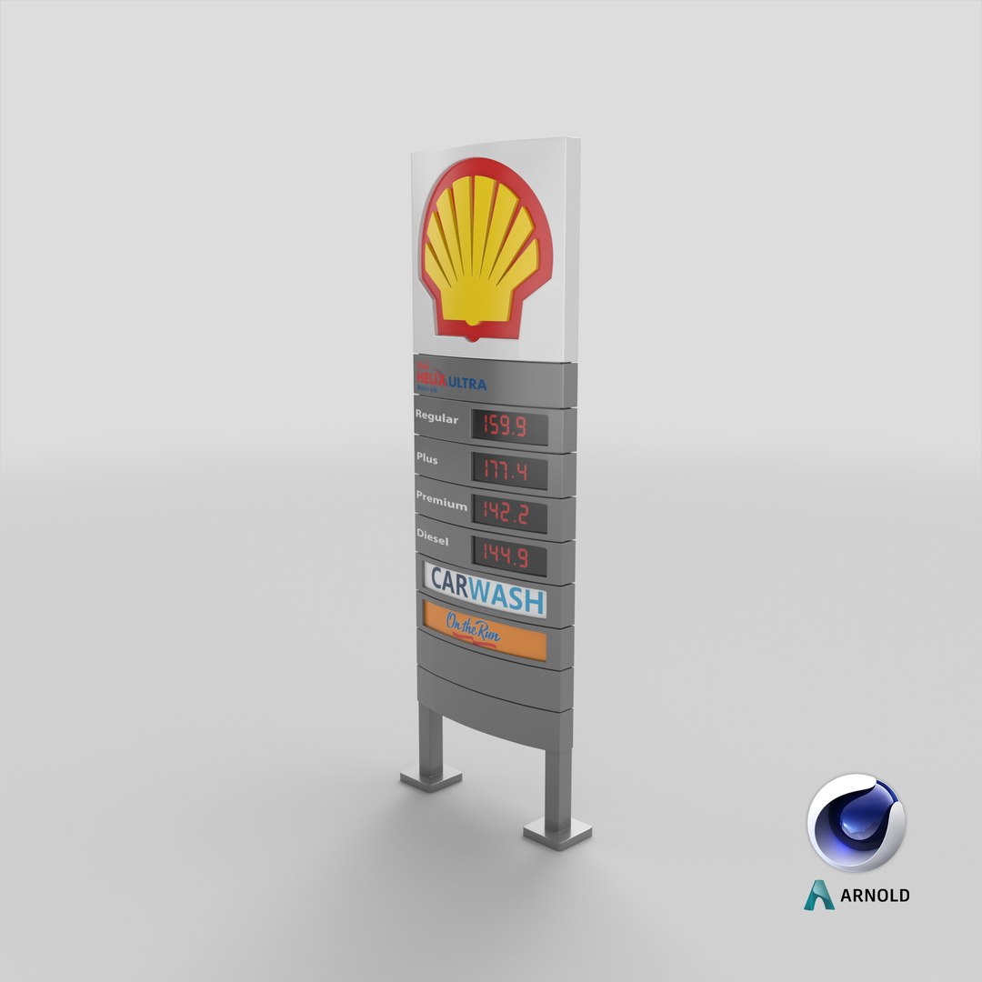 3D Detailed Shell Sign Board Model - TurboSquid 2037662