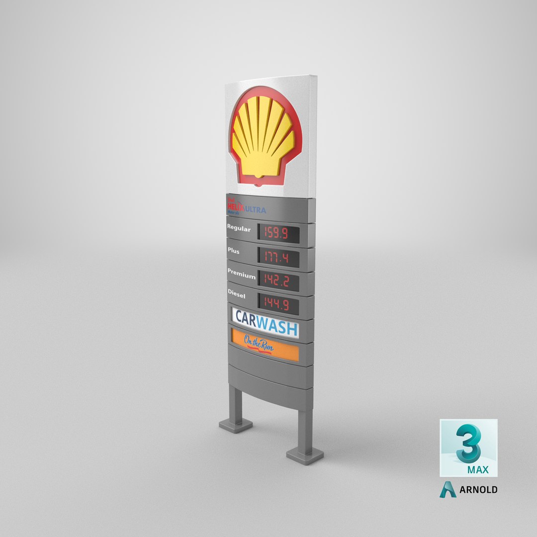 3D Detailed Shell Sign Board Model - TurboSquid 2037662