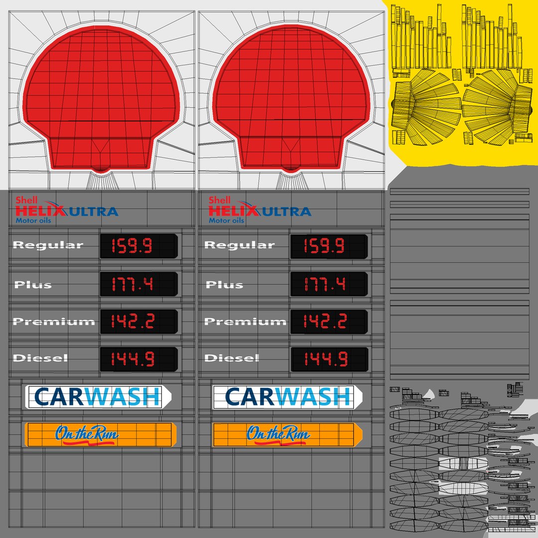 3D Detailed Shell Sign Board Model - TurboSquid 2037662