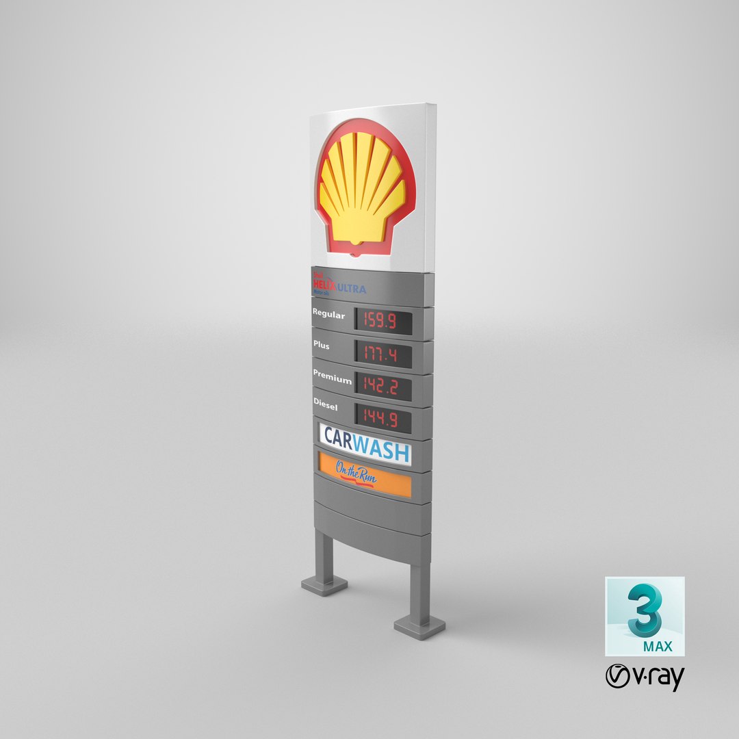 3D Detailed Shell Sign Board Model - TurboSquid 2037662