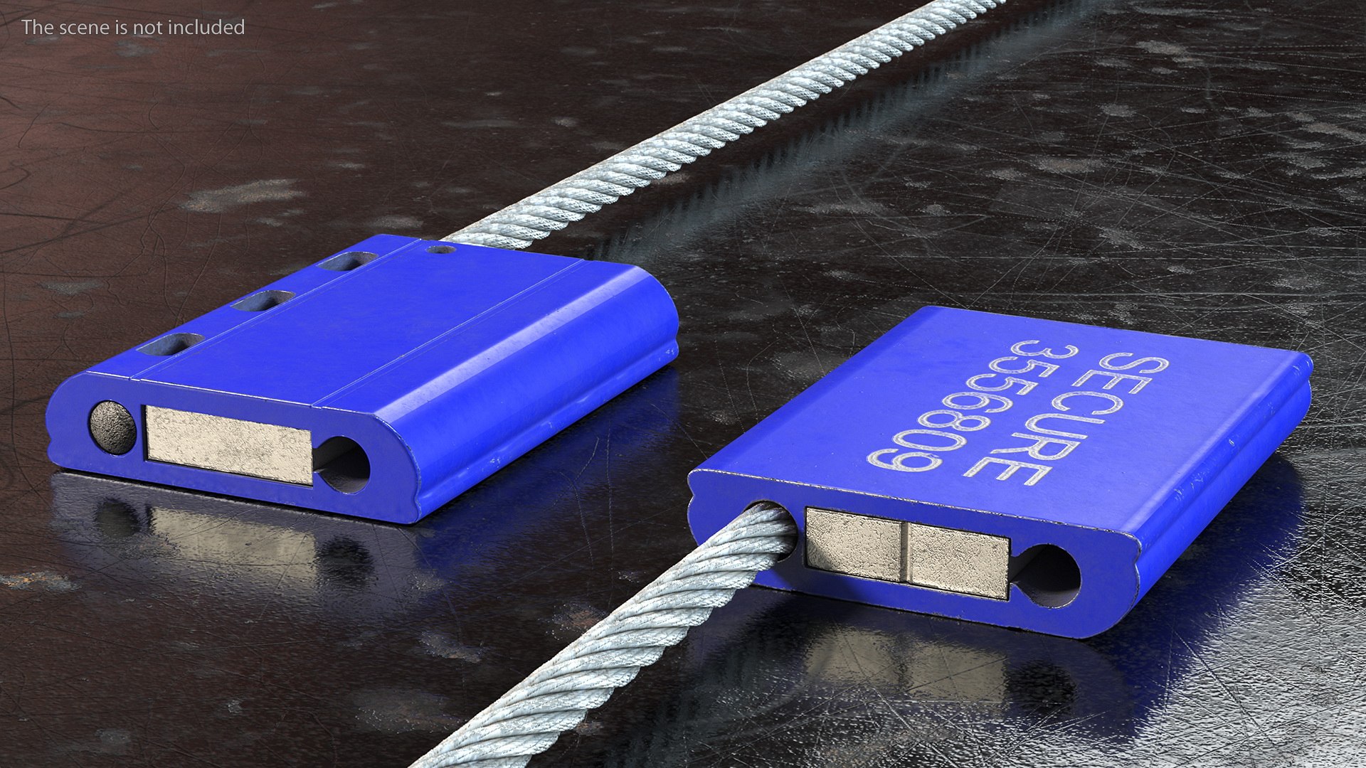 3D Blue Tight Steel Cable Seal Straight - TurboSquid 2051114