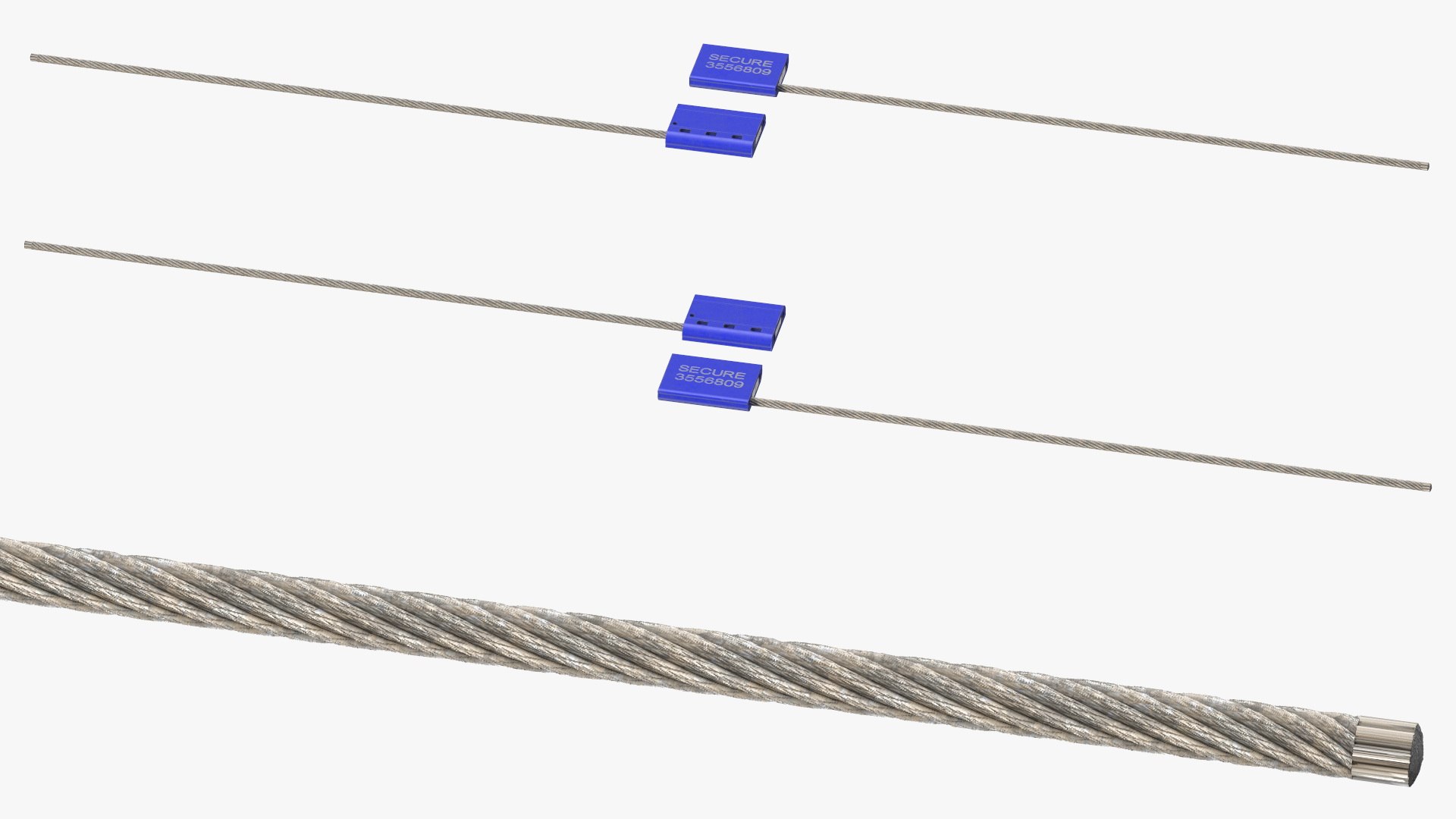 3D Blue Tight Steel Cable Seal Straight - TurboSquid 2051114