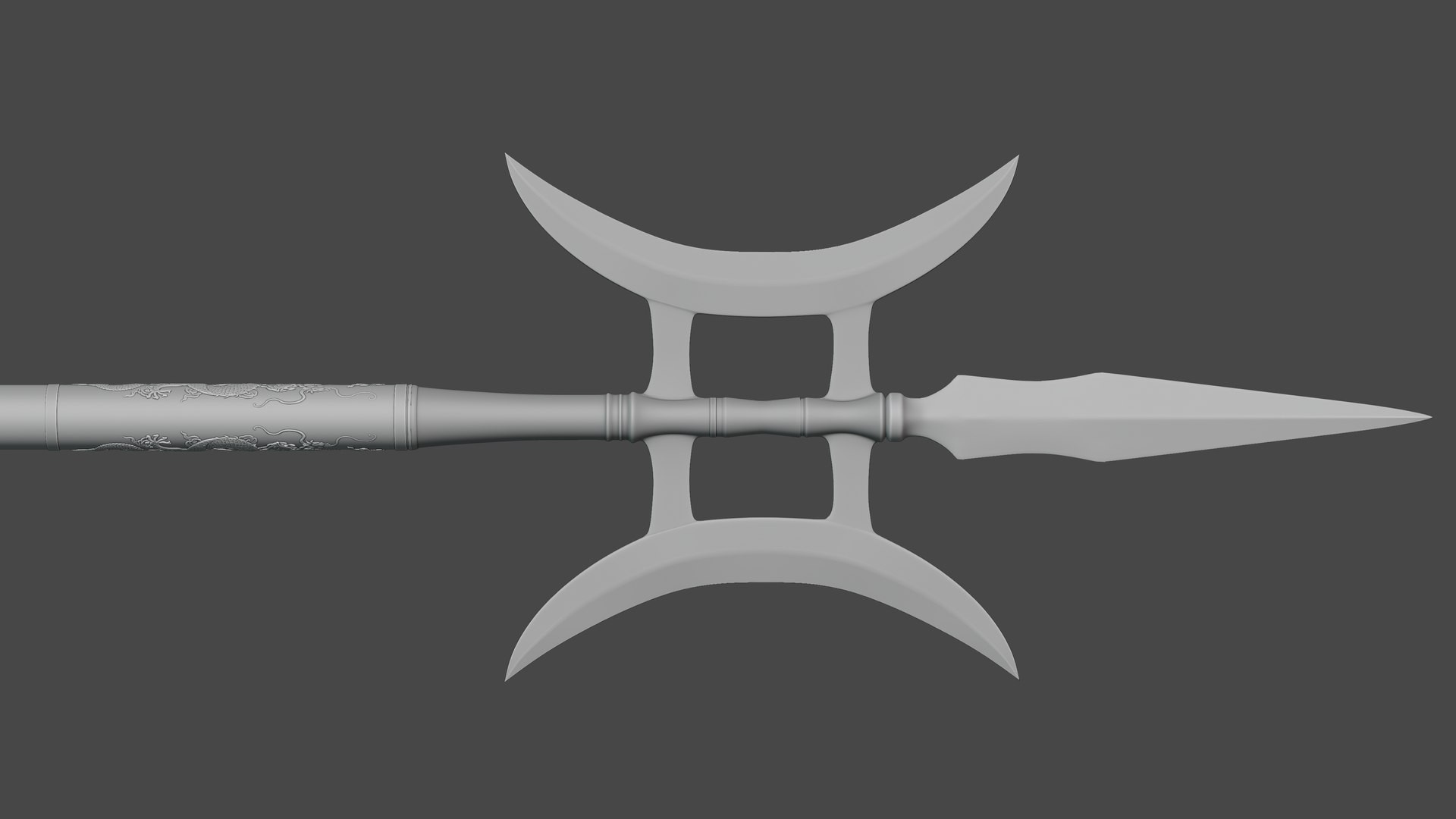 Chinese Polearm - Fangtian Ji - Double Moon Halberd 3D - TurboSquid 2044929