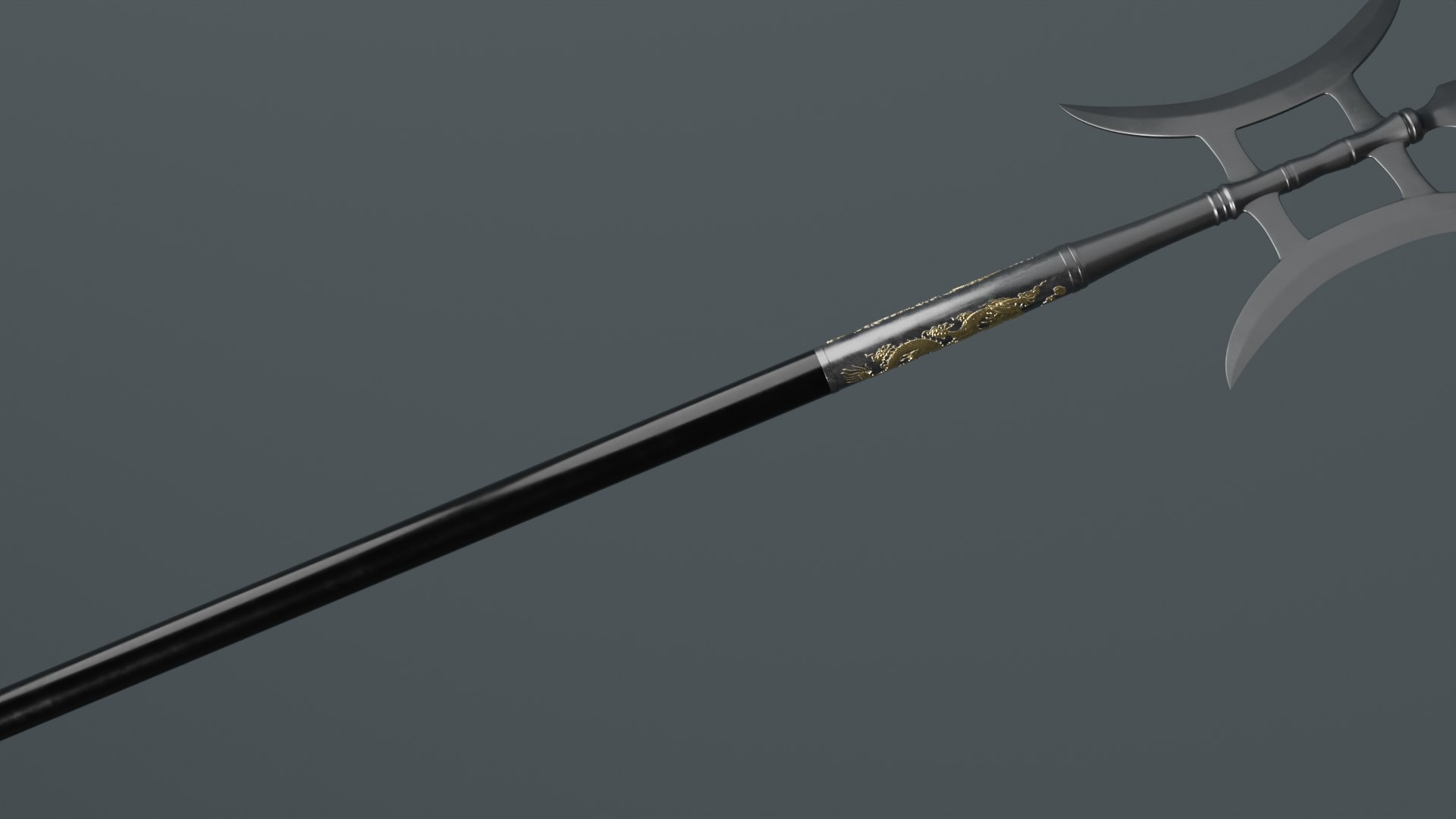 Chinese Polearm - Fangtian Ji - Double Moon Halberd 3D - TurboSquid 2044929