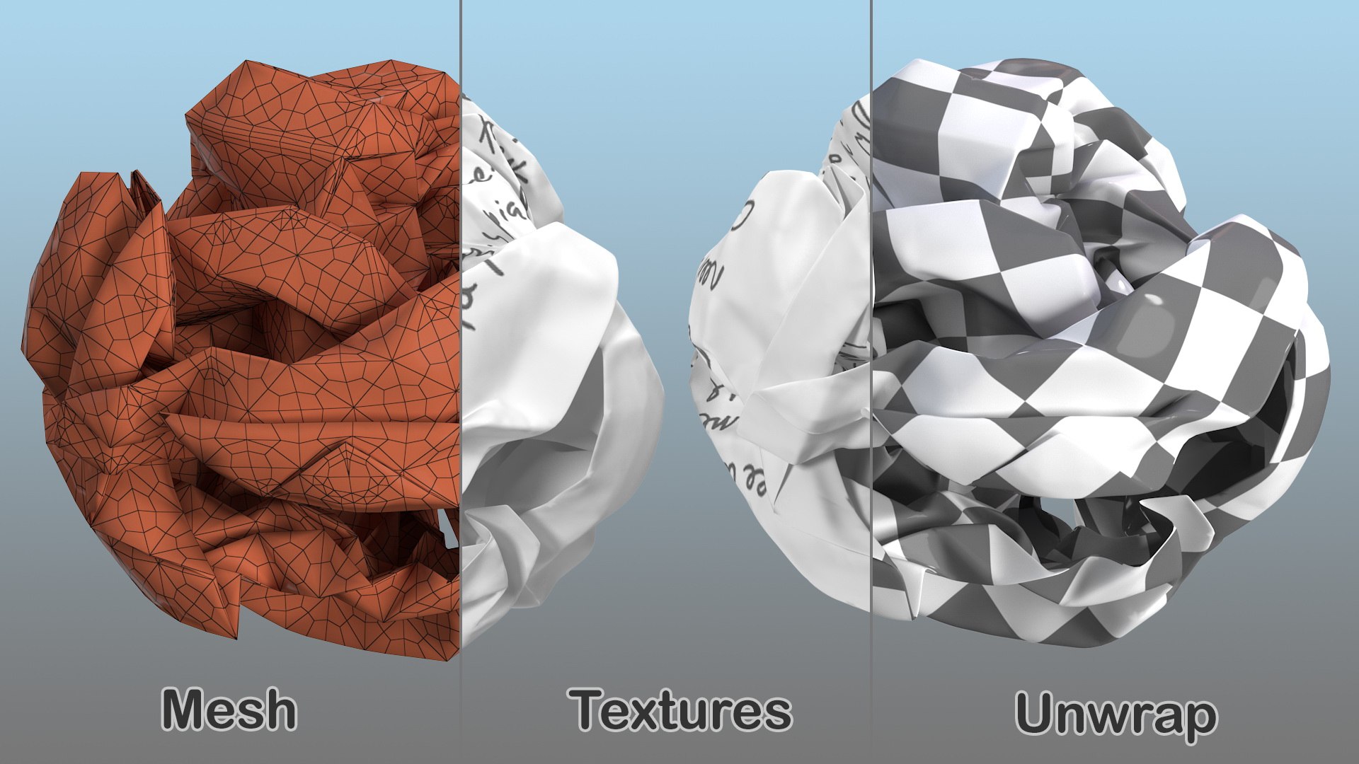 3D Crumpled Paper Ball Text Model - TurboSquid 1511242