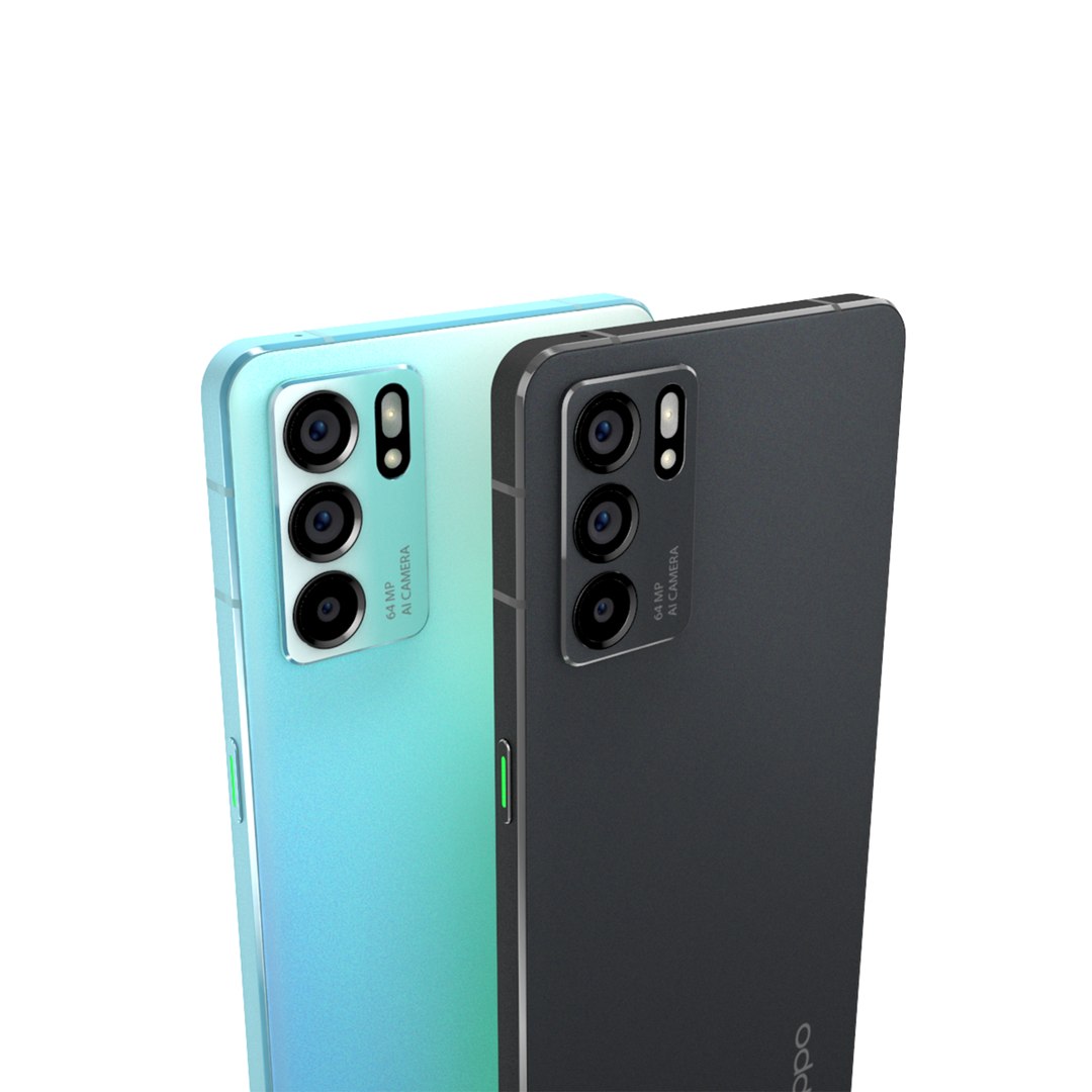 Oppo Reno6 5G Black And Blue Colors 3D - TurboSquid 1907499
