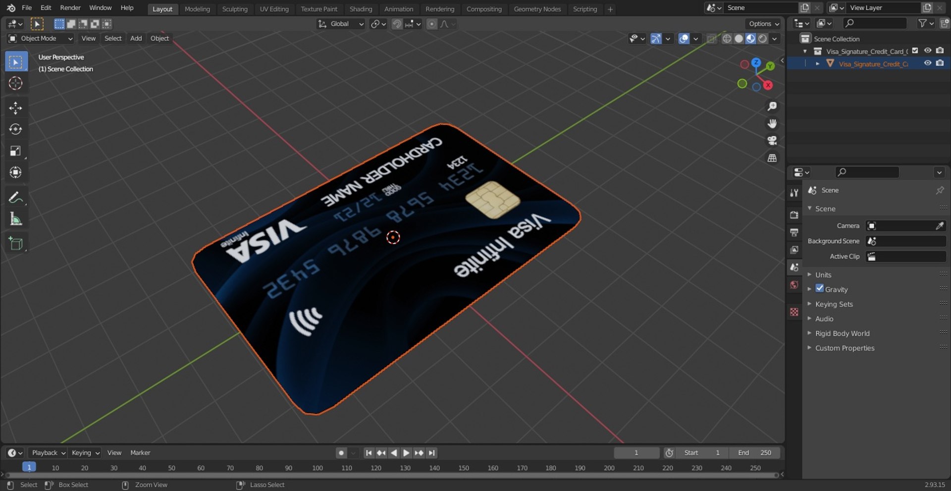3D Visa Signature Credit Card Model - TurboSquid 2045909