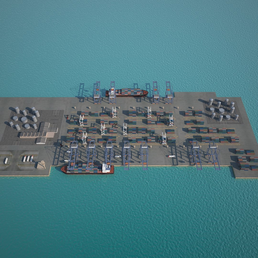 port cargo crane 3d model