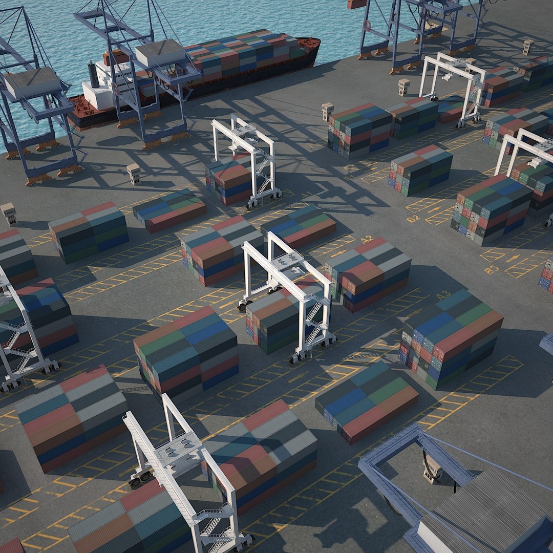 Port Cargo Crane 3d Model