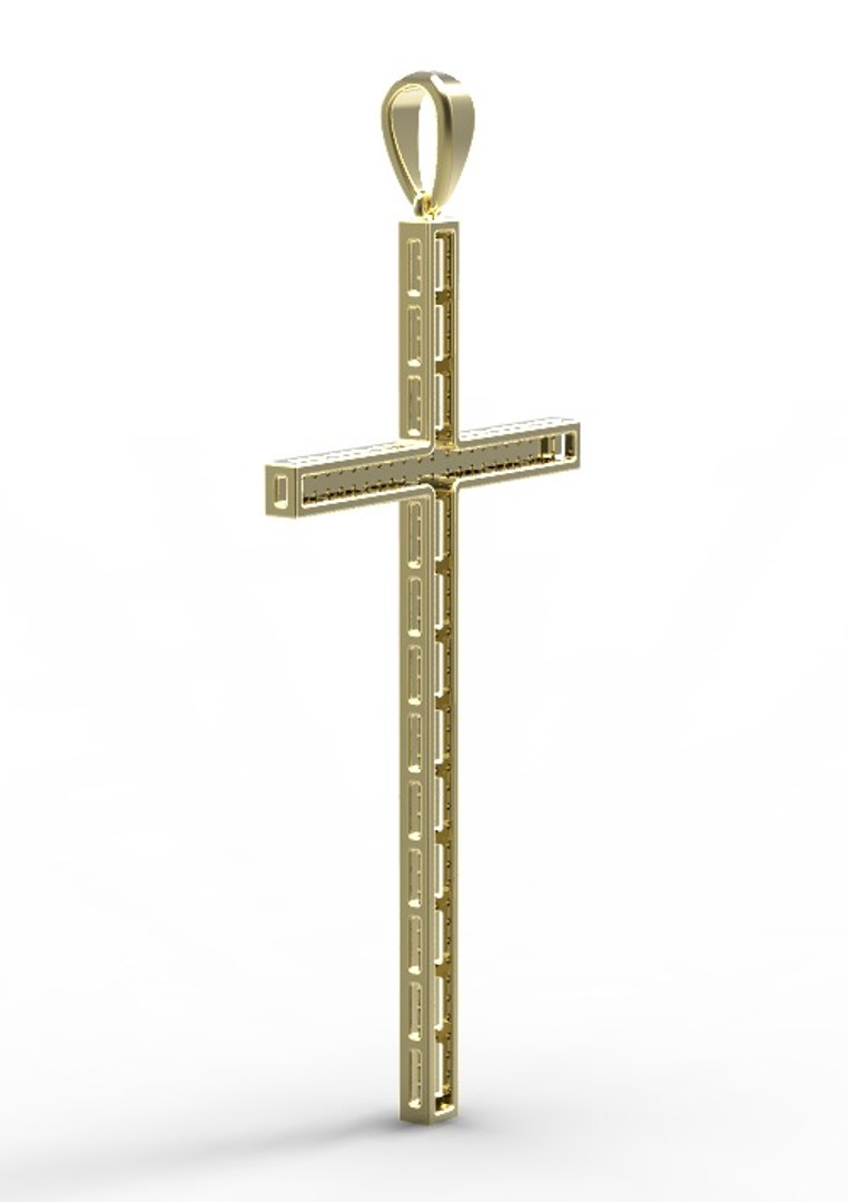 3d Model Gold Cross Pendant