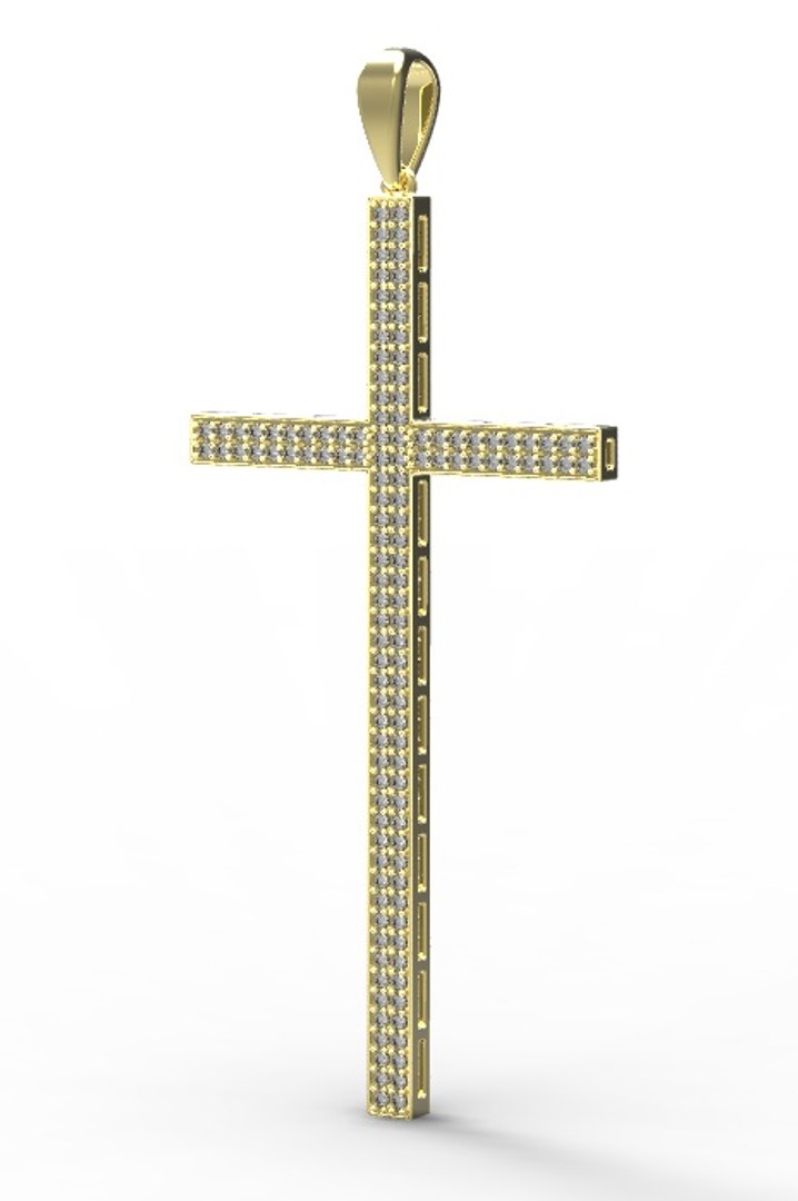 3d Model Gold Cross Pendant