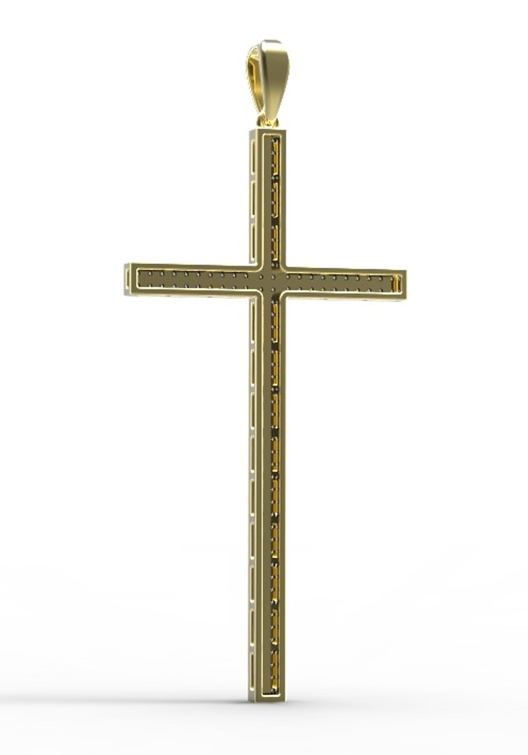 3d Model Gold Cross Pendant