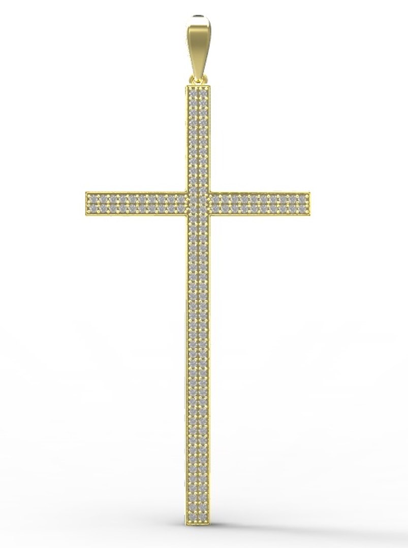3d Model Gold Cross Pendant