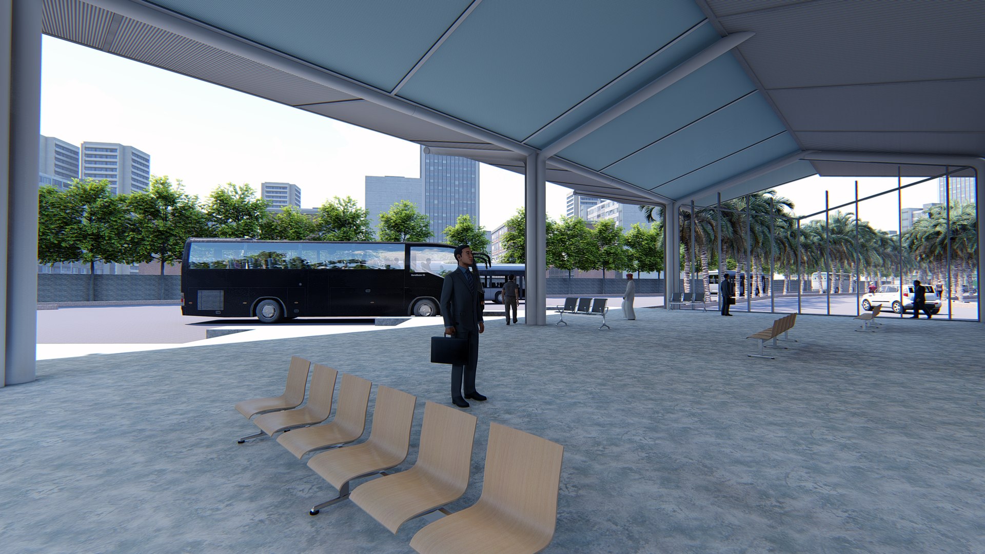 Bus Terminal 3D Model - TurboSquid 1363637