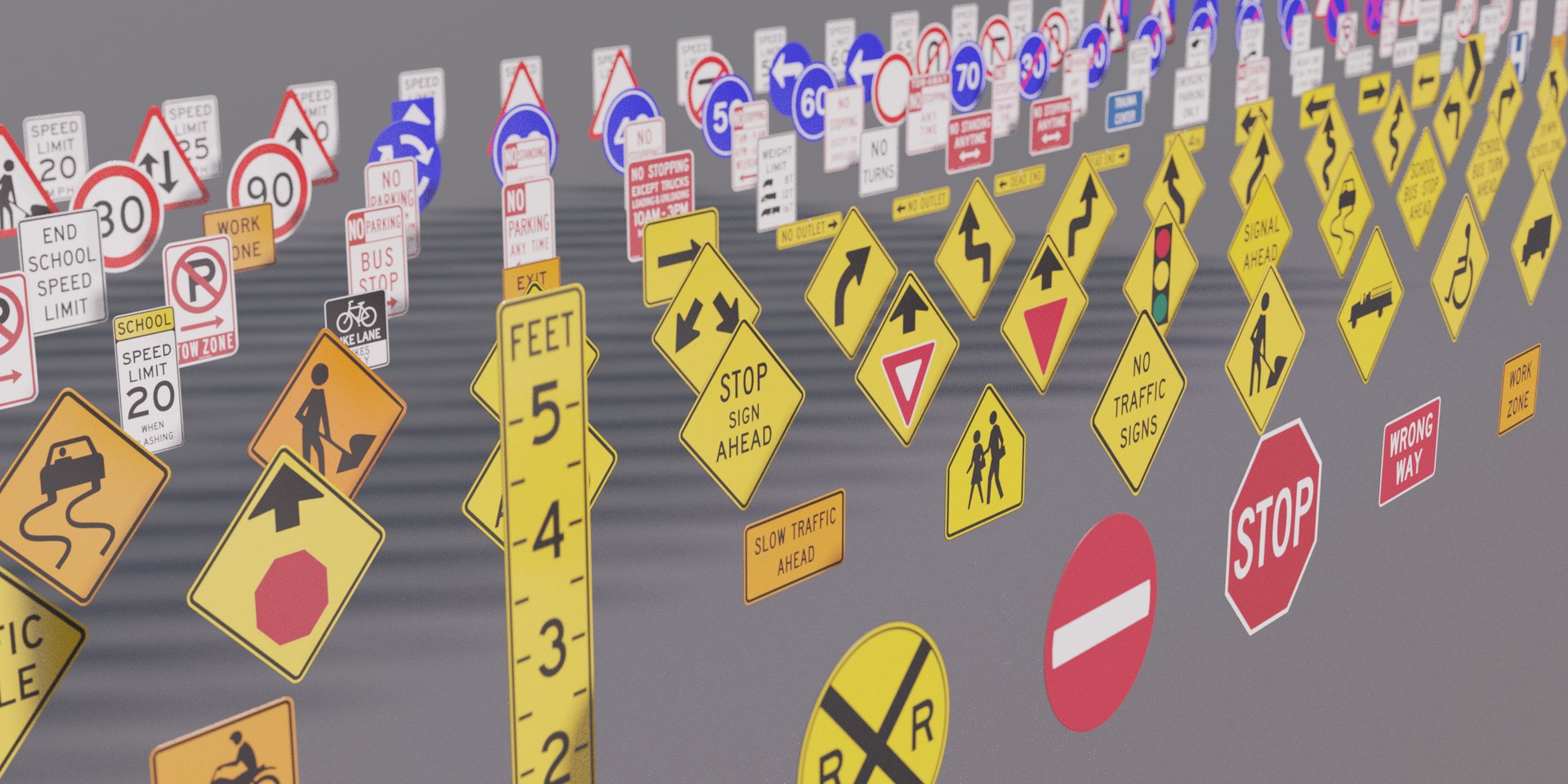 3D 200 Road Sign Pack - TurboSquid 1760556