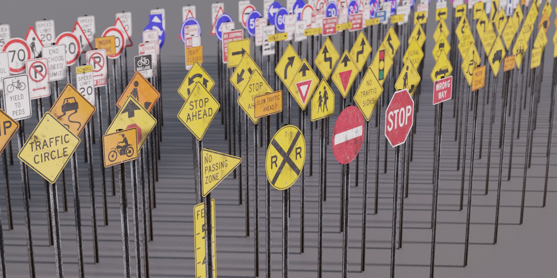 3D 200 Road Sign Pack - TurboSquid 1760556