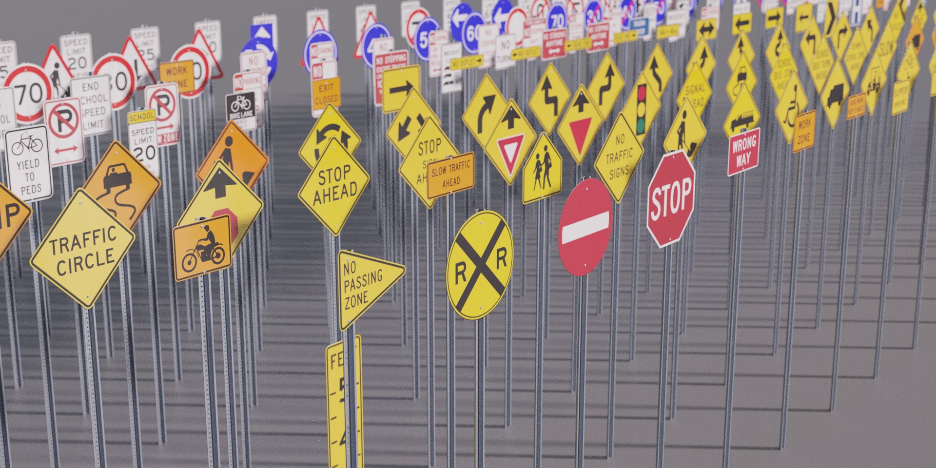 3D 200 Road Sign Pack - TurboSquid 1760556