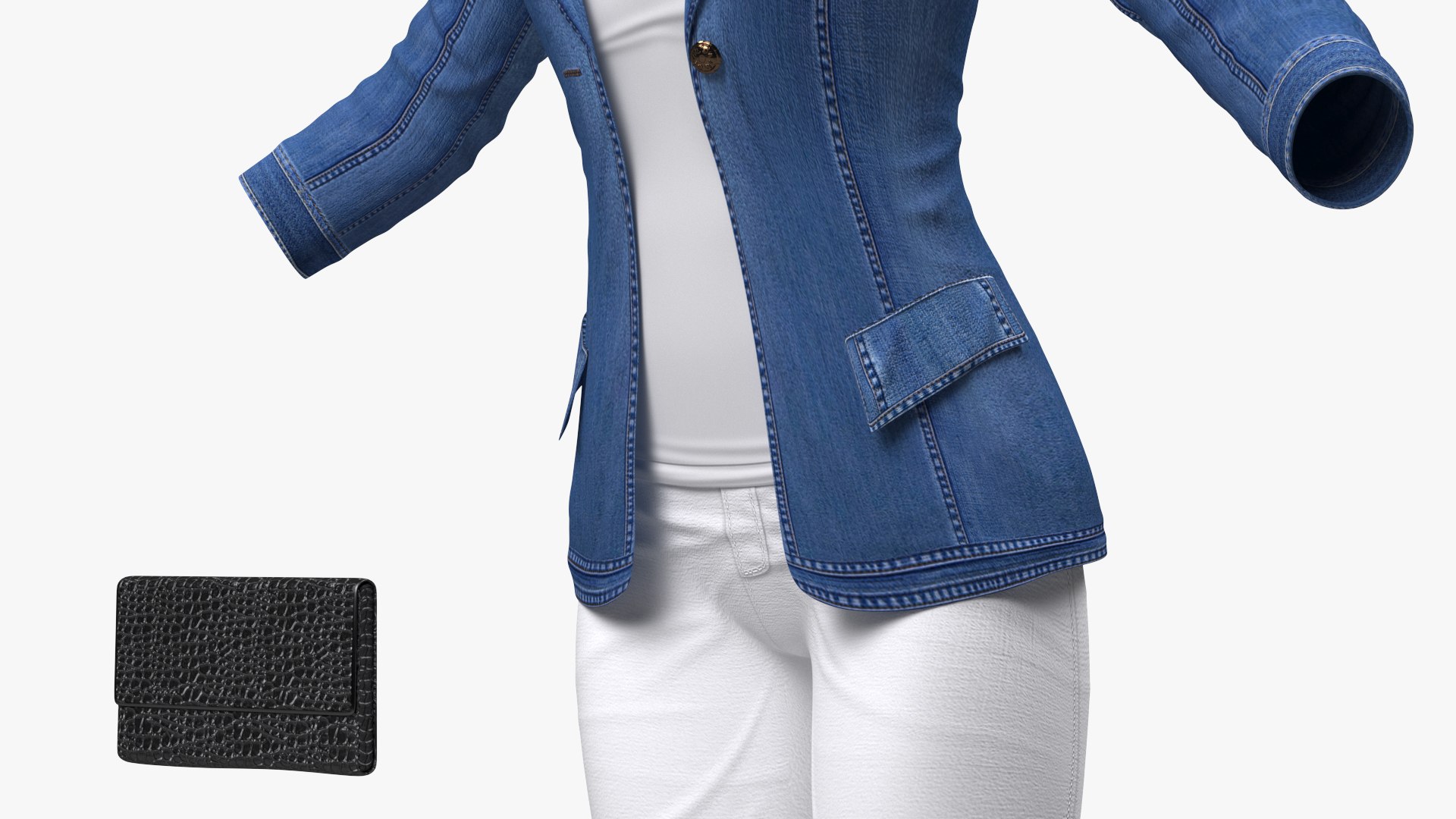 Womens Urban Style Clothes With Denim Jacket 3D Model - TurboSquid 1793910