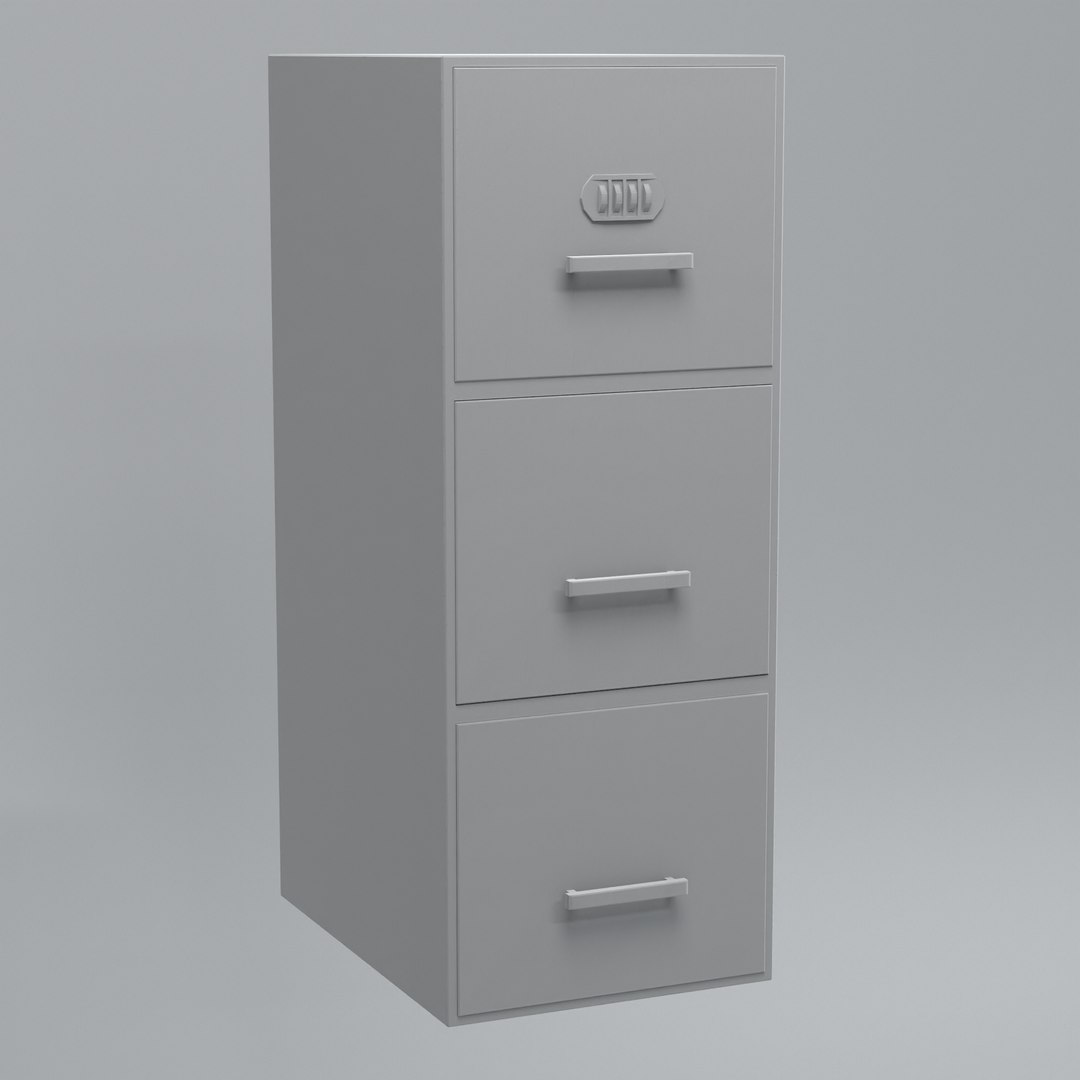 Free Low Poly Lockers Filing Cabinet With Three Drawers 3D Model ...