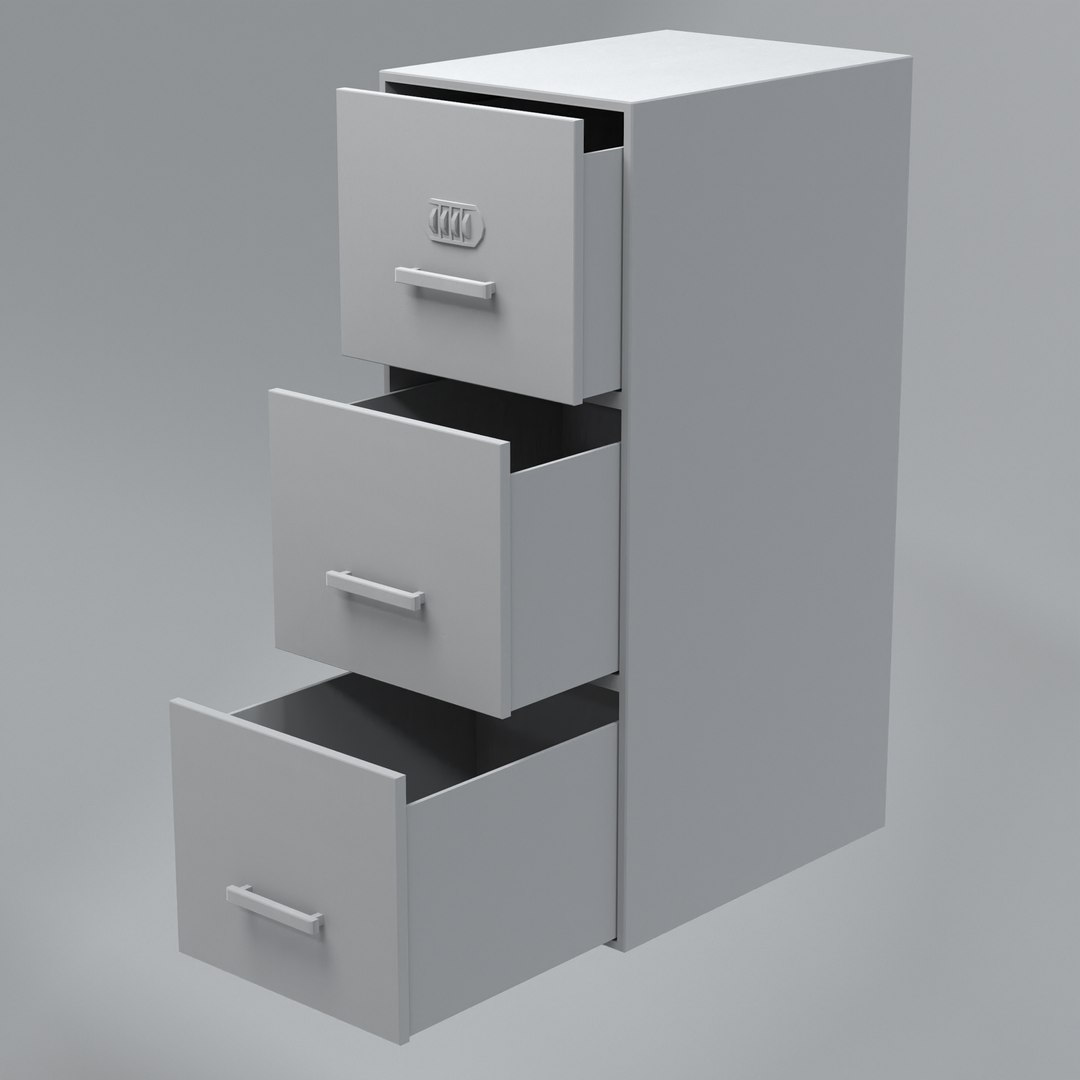 Free Low Poly Lockers Filing Cabinet With Three Drawers 3D Model ...