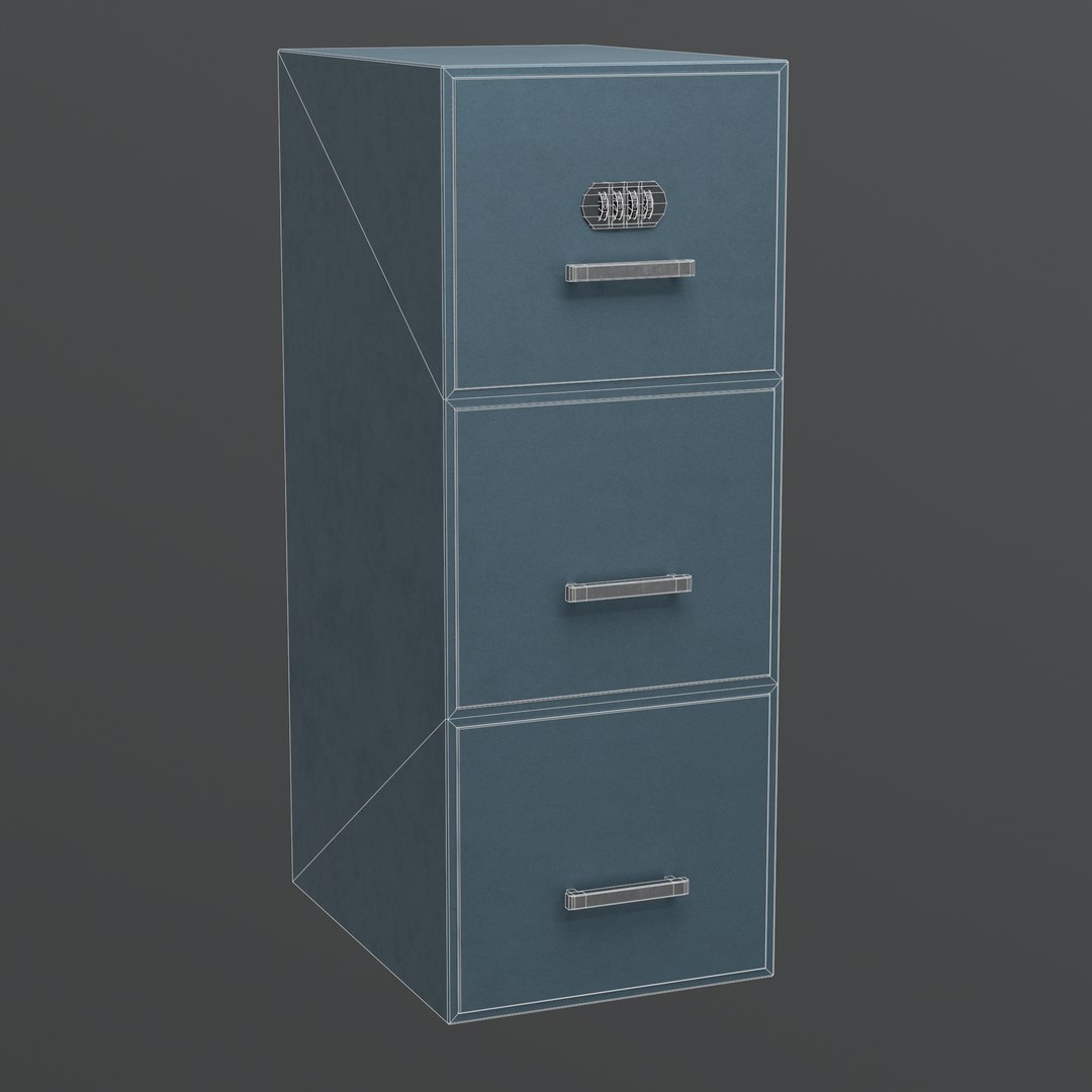 Free Low Poly Lockers Filing Cabinet With Three Drawers 3D Model ...