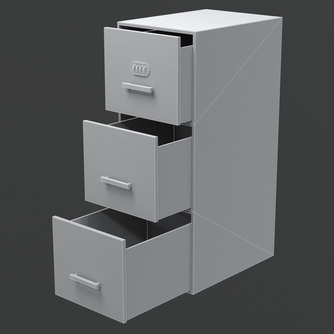 Free Low Poly Lockers Filing Cabinet With Three Drawers 3D Model ...