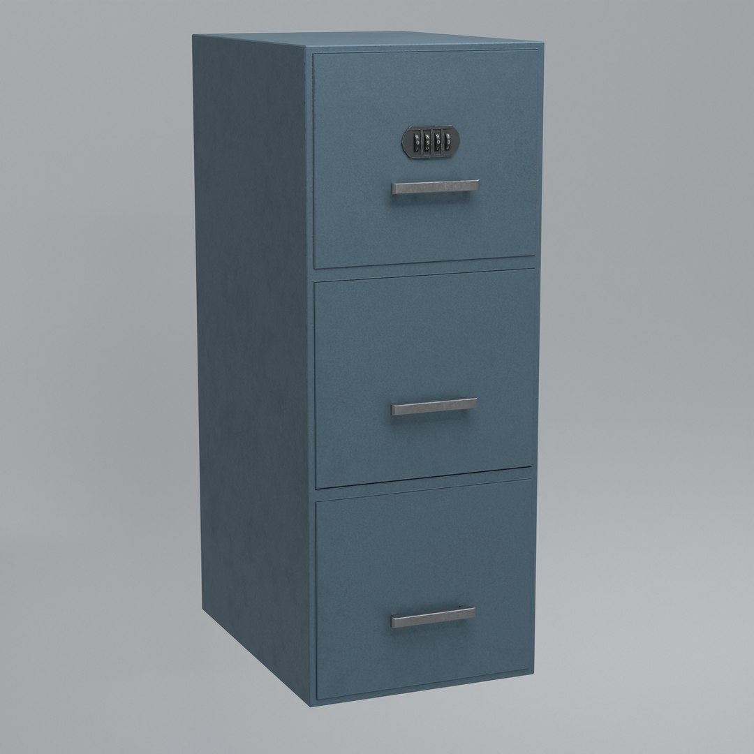 Free Low Poly Lockers Filing Cabinet With Three Drawers 3D Model ...