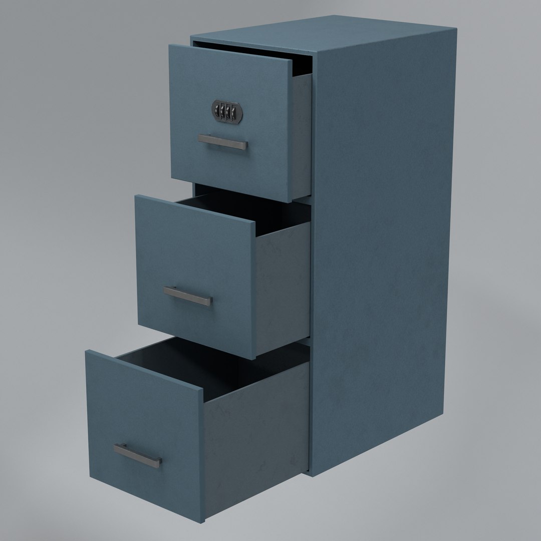 Free Low Poly Lockers Filing Cabinet With Three Drawers 3D Model ...
