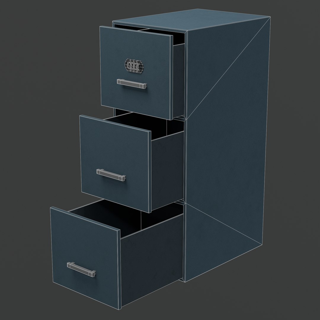 Free Low Poly Lockers Filing Cabinet With Three Drawers 3D Model ...