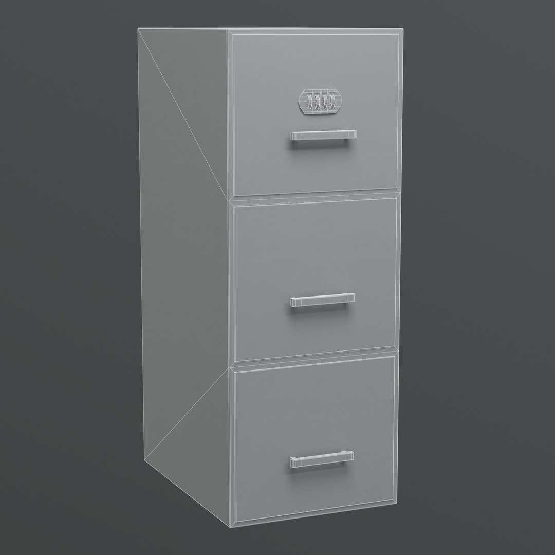 Free Low Poly Lockers Filing Cabinet With Three Drawers 3D Model ...
