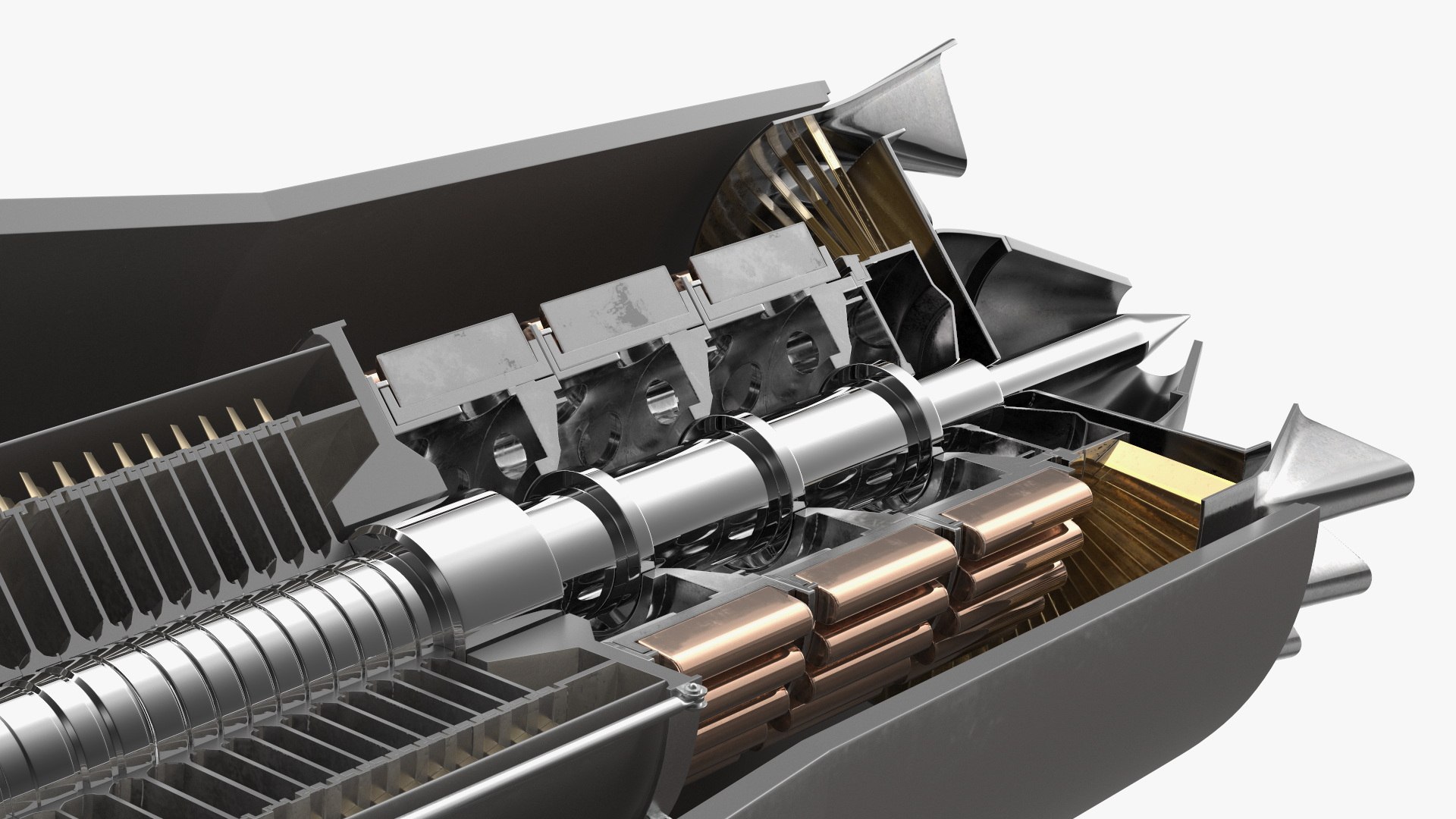 Rotor And Shaft Jet Engine Turbine In Cutaway 3D Model - TurboSquid 2381271