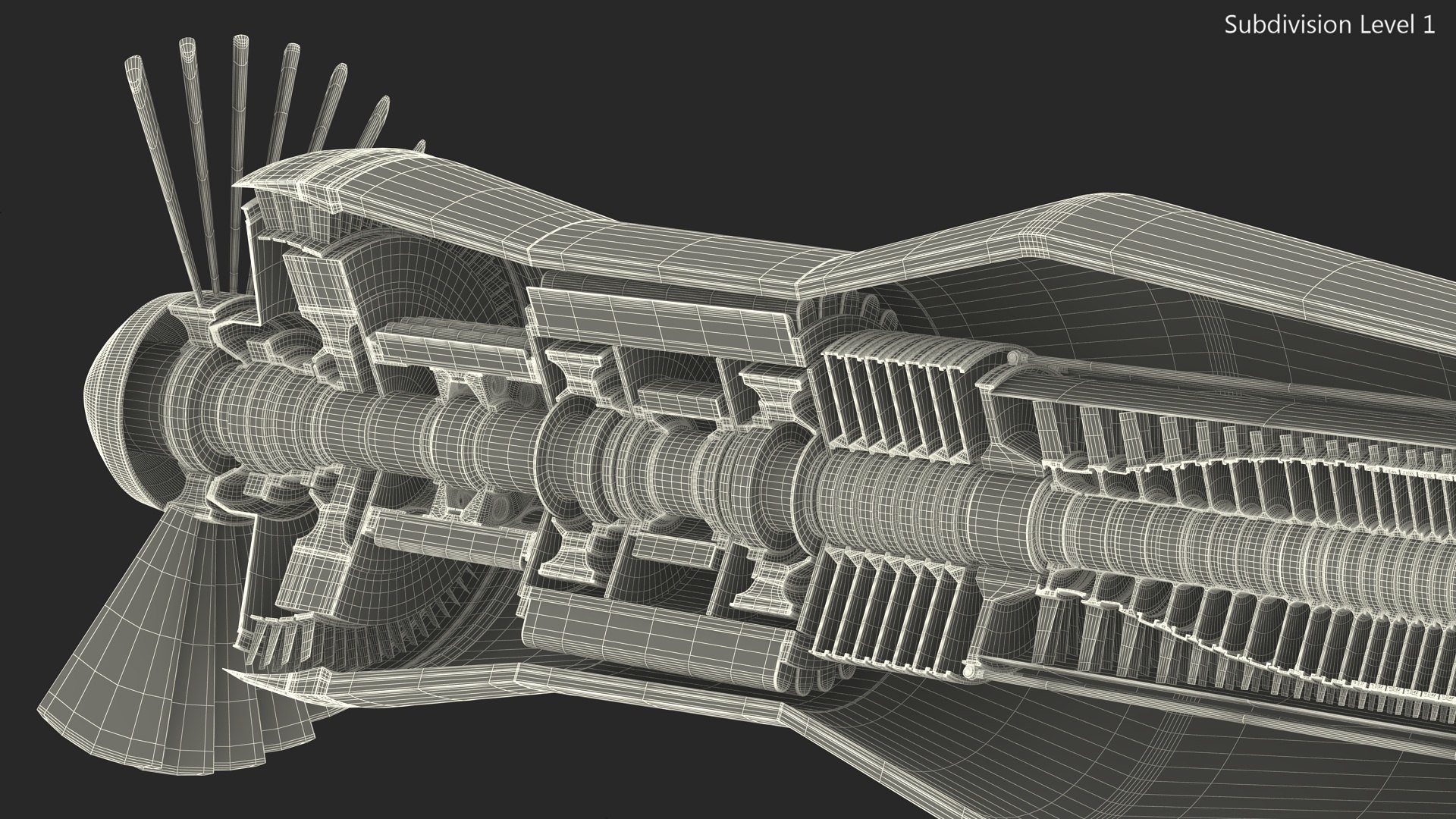 Rotor And Shaft Jet Engine Turbine In Cutaway 3D Model - TurboSquid 2381271