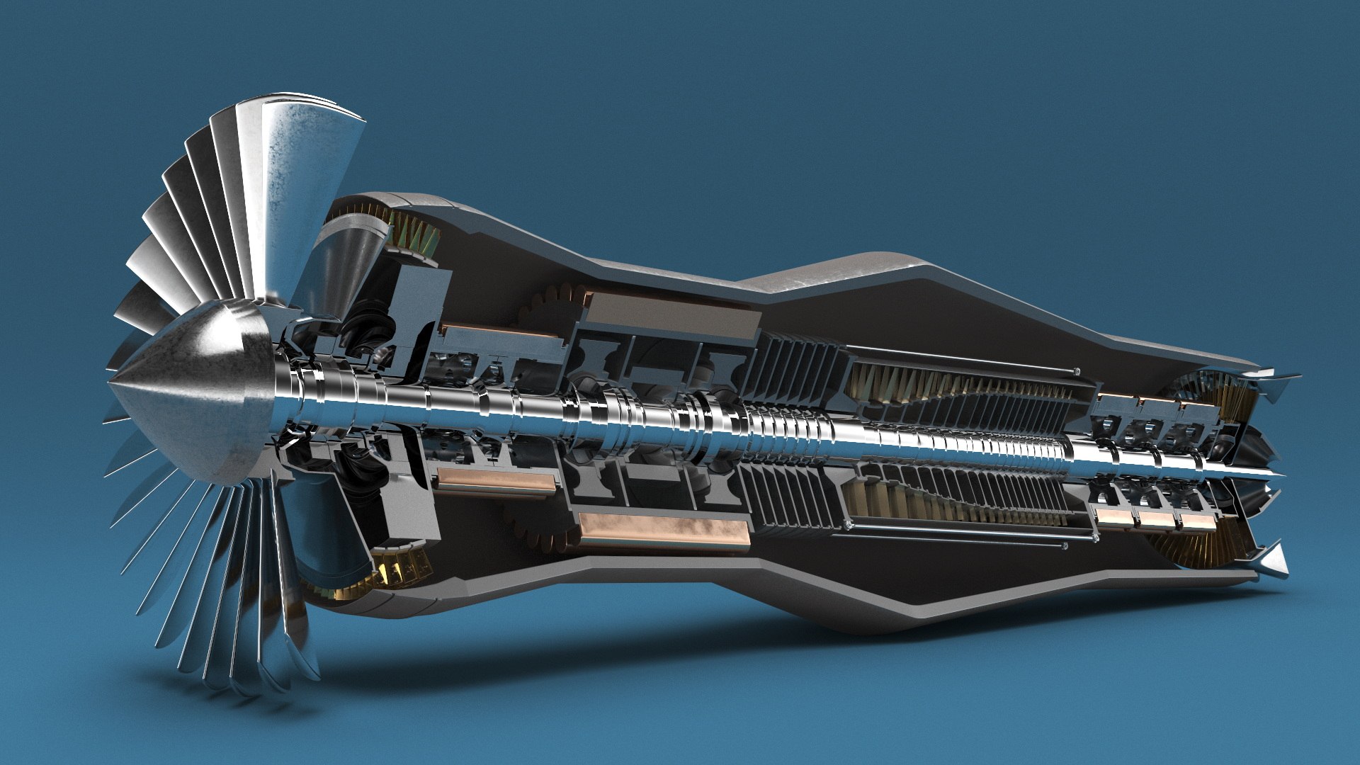 Rotor And Shaft Jet Engine Turbine In Cutaway 3D Model - TurboSquid 2381271