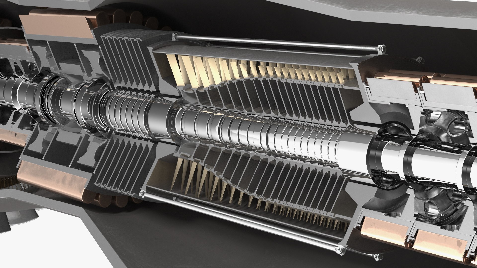 Rotor And Shaft Jet Engine Turbine In Cutaway 3D Model - TurboSquid 2381271