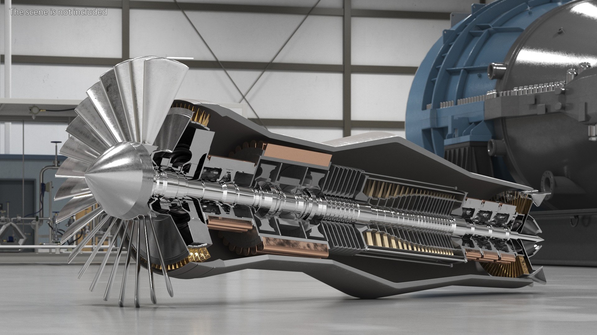 Rotor And Shaft Jet Engine Turbine In Cutaway 3D Model - TurboSquid 2381271